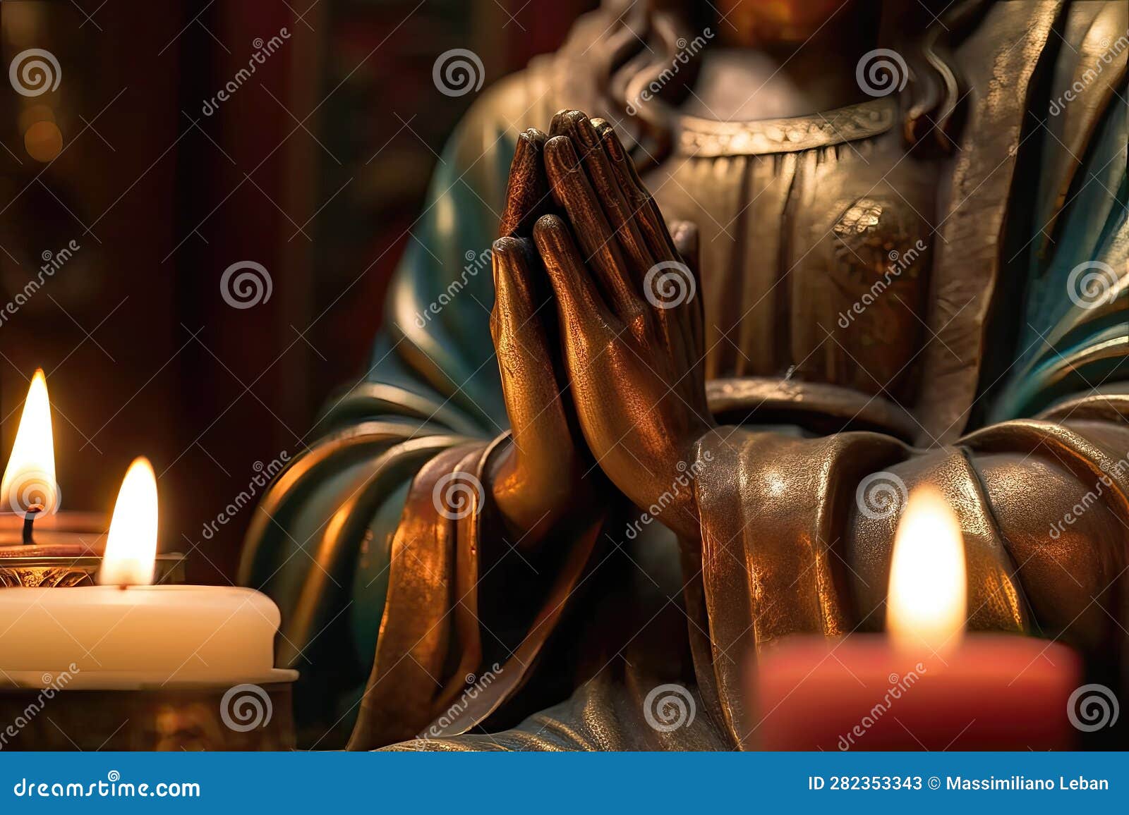 Hands in prayer - statue stock illustration. Illustration of belief ...