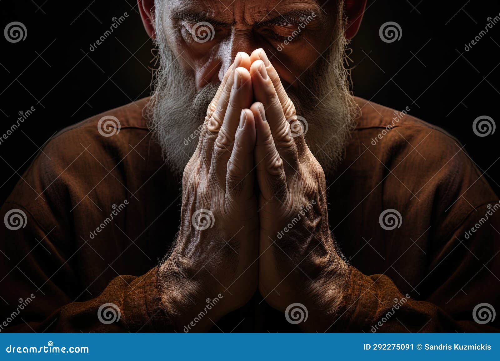 Hands Praying with Faith in God. Generative AI Stock Illustration ...