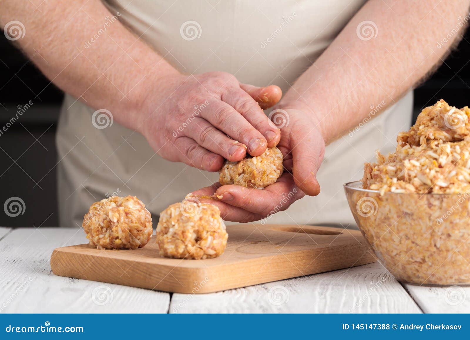 Hands Prepare Meatballs from Chicken Meat Stock Photo - Image of ...