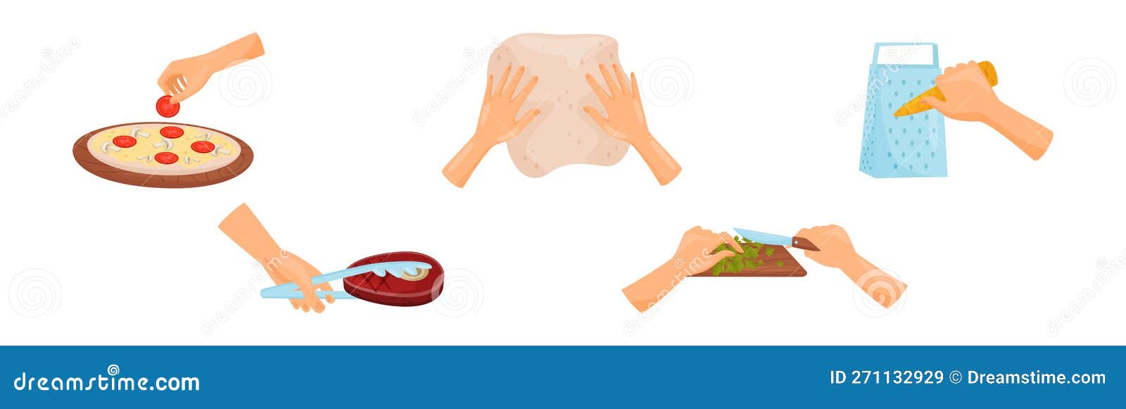 Hands Preparing Food Process of Cooking Vector Set Stock Vector ...