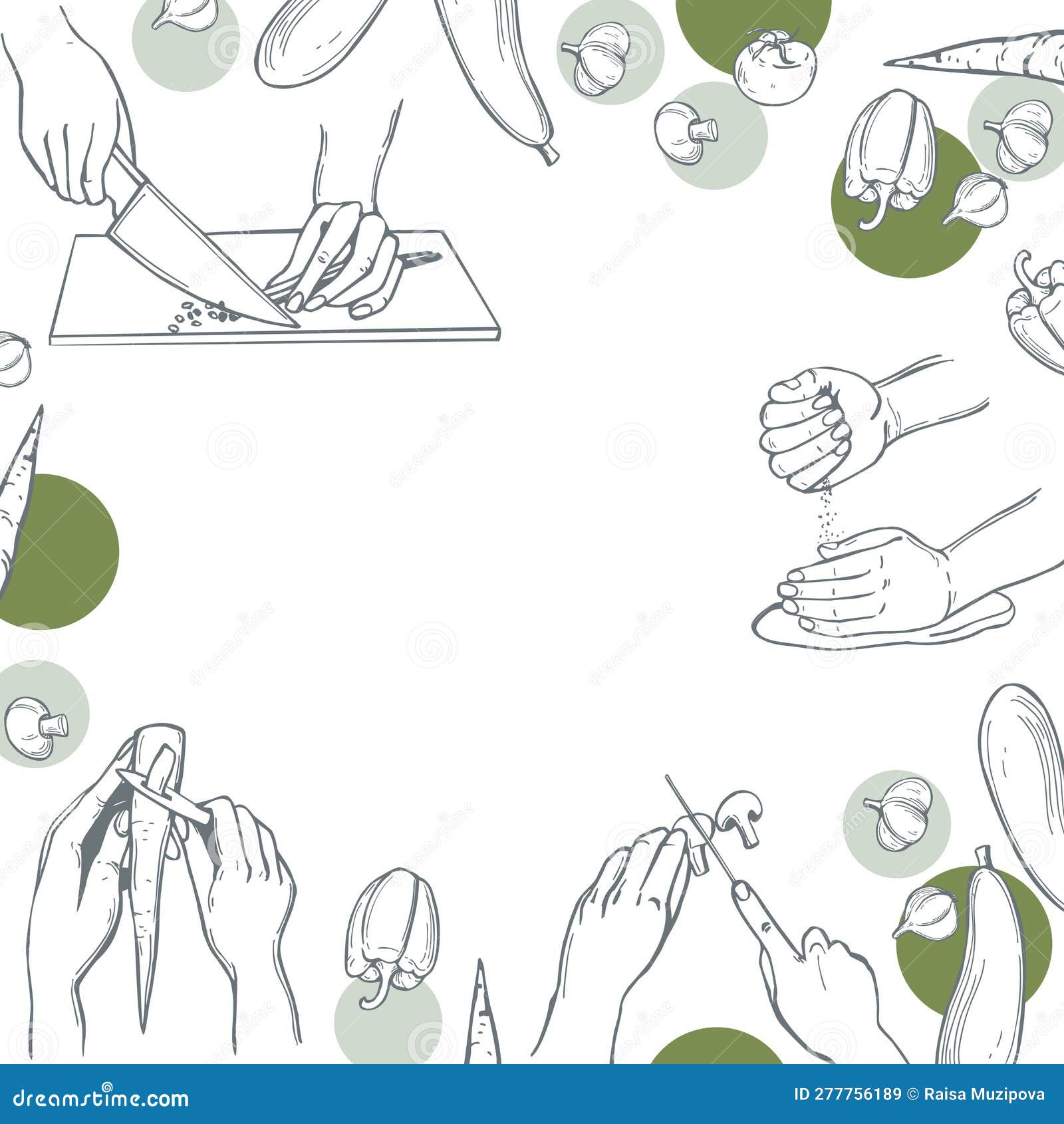 Hands preparing food stock vector. Illustration of salad - 277756189