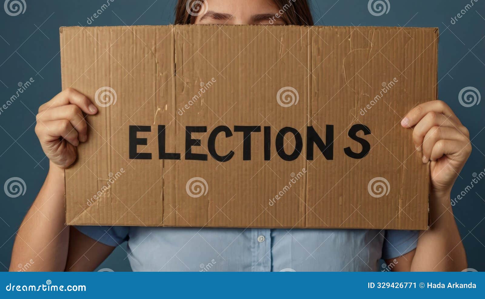 Hands Presenting the Word "Elections" in a Sky Background Stock ...
