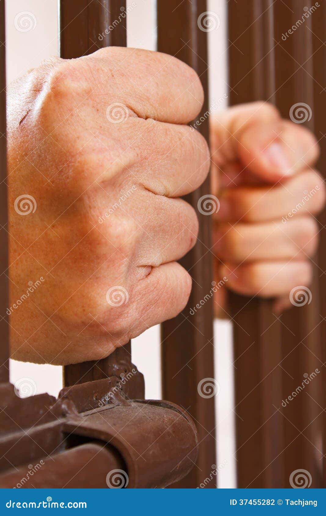Hands of the Prisoner on a Steel Cage. Stock Photo - Image of despair ...