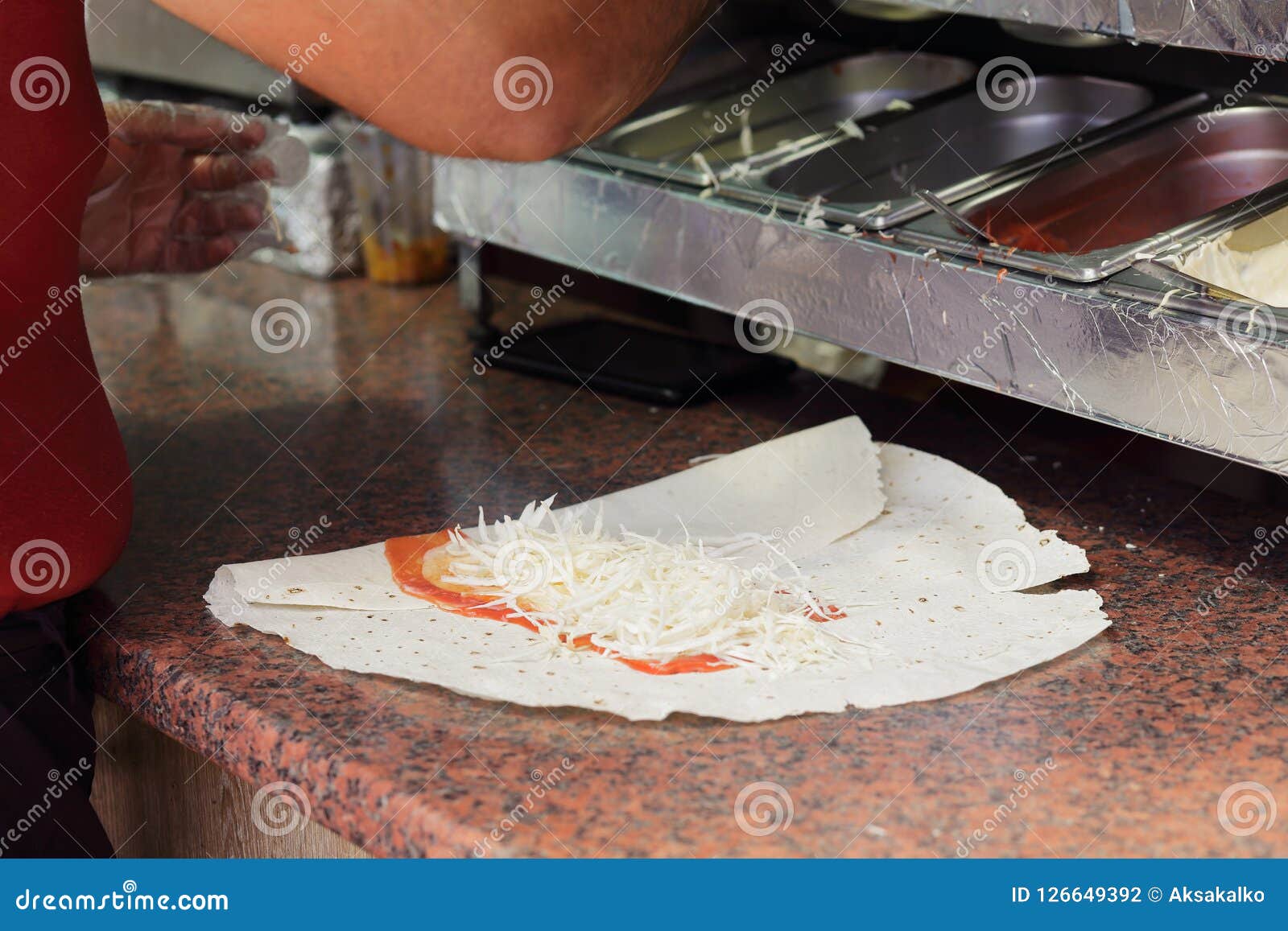 Hands of a Professional Chef Who Makes Shawarma Stock Photo - Image of ...