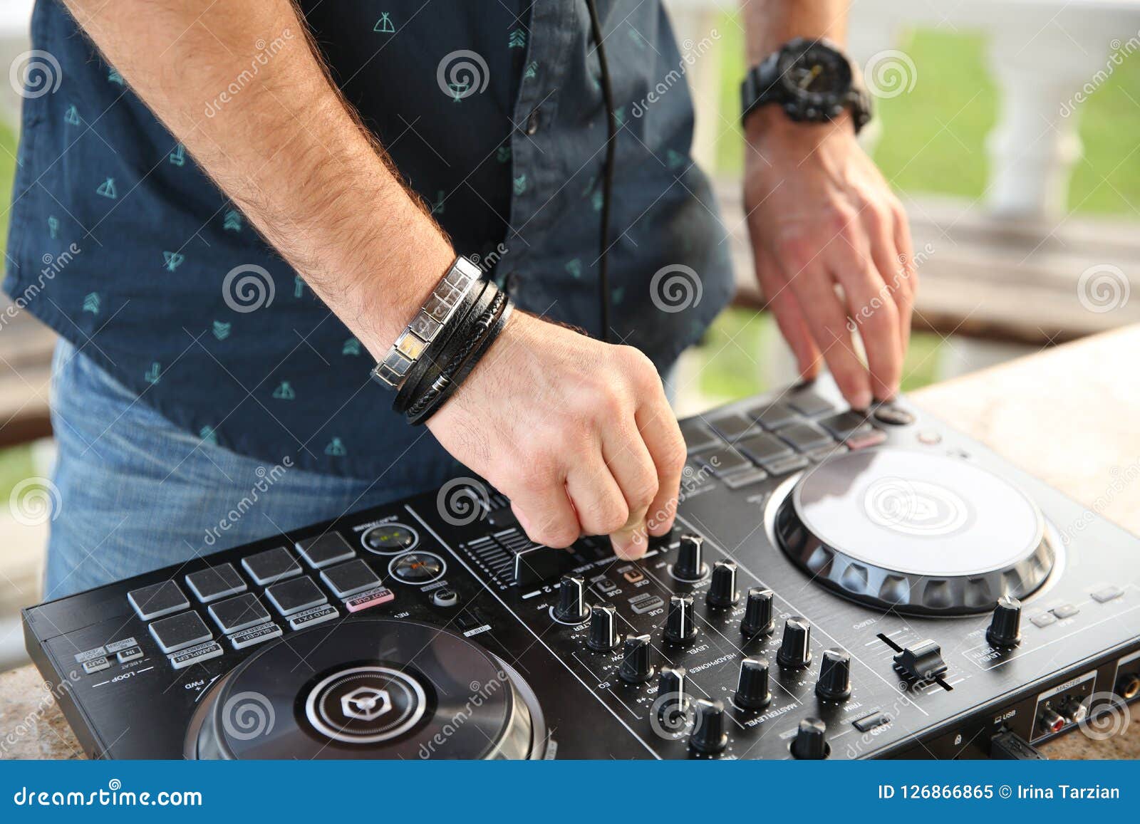 Hands of a Professional DJ on the Controller Mix Music Stock Image ...