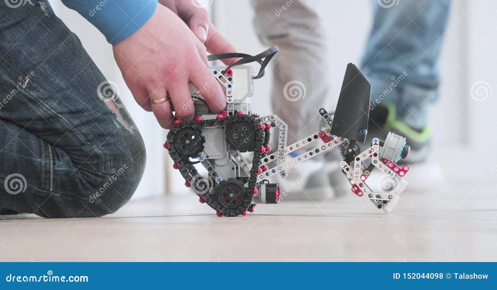 Hands Program the Robot Dog Side View Stock Footage - Video of movement ...