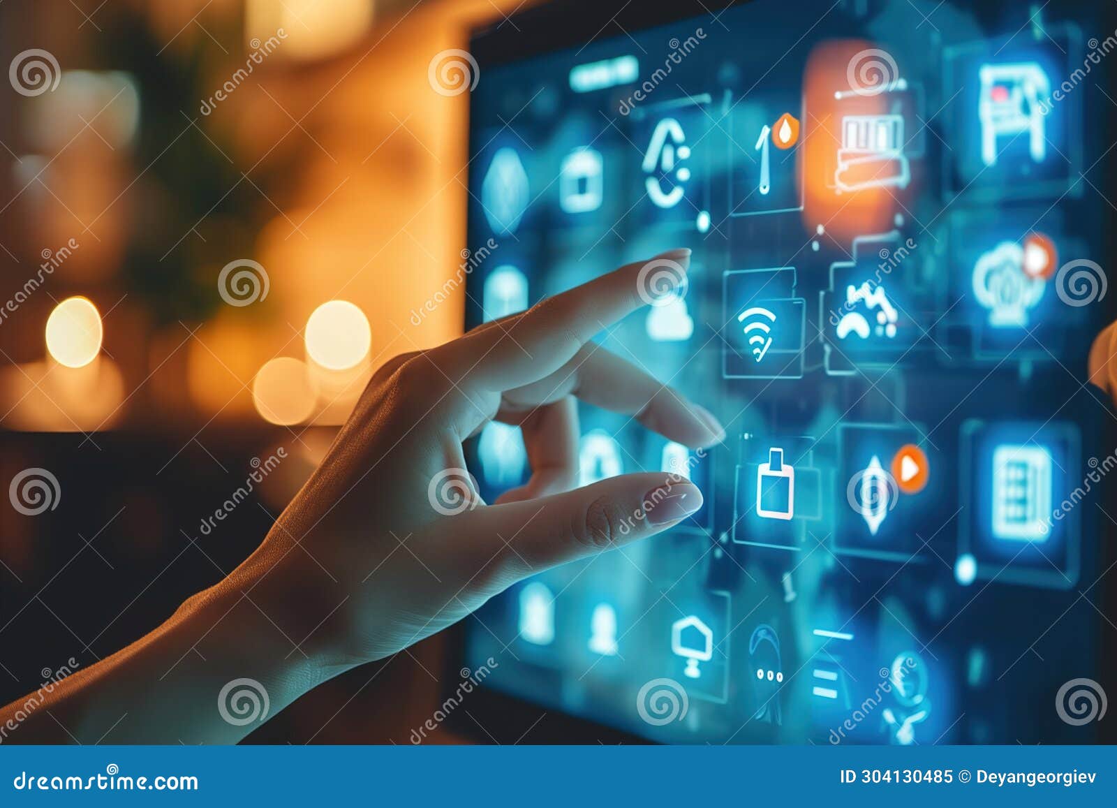 Hands Programming or Setting Up Smart Home Automation. Smart Control ...