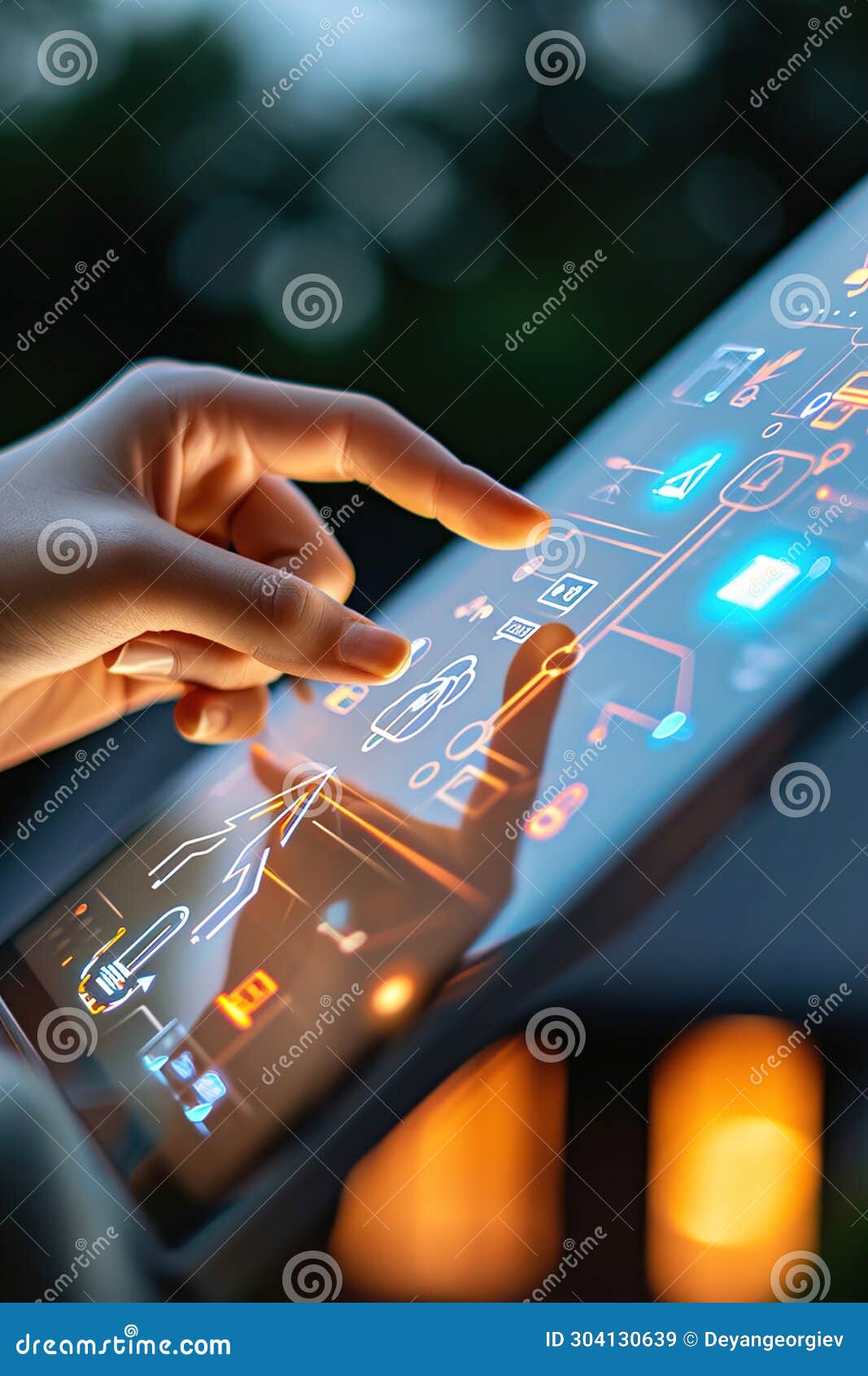 Hands Programming or Setting Up Smart Home Automation. Smart Control ...