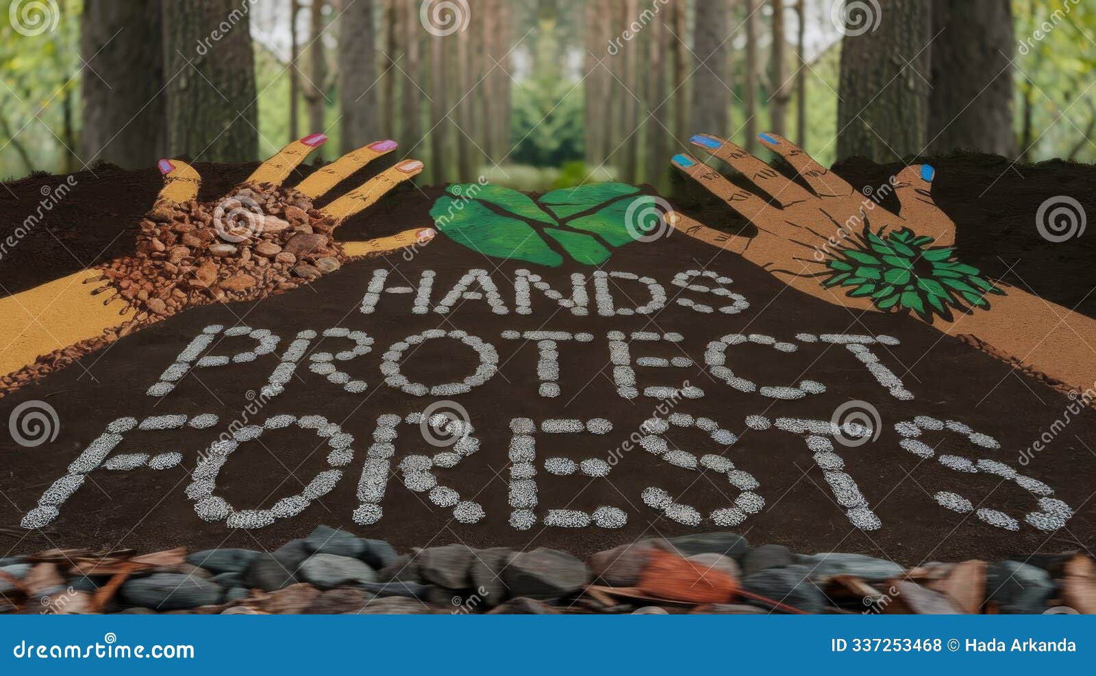Hands Protect Forests on the Ground Representing Environment Protection ...