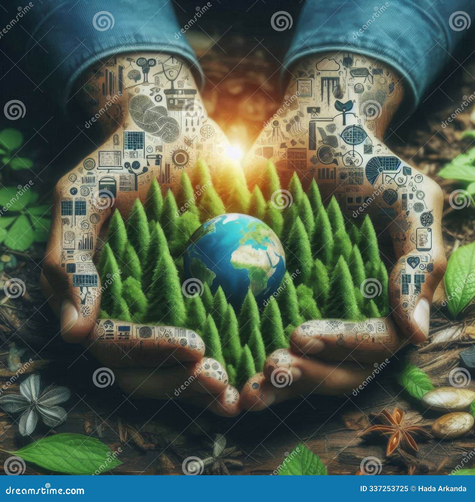 Hands Protect Forests on the Ground Representing Environment Protection ...