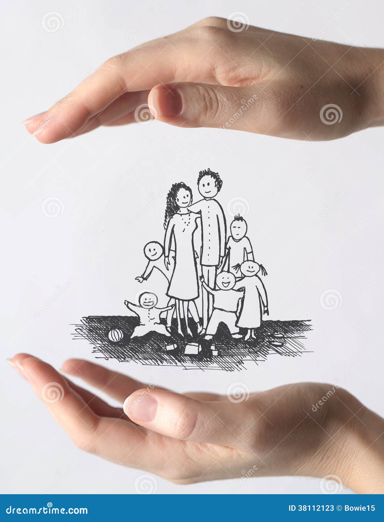 Hands protecting a family stock image. Image of design - 38112123