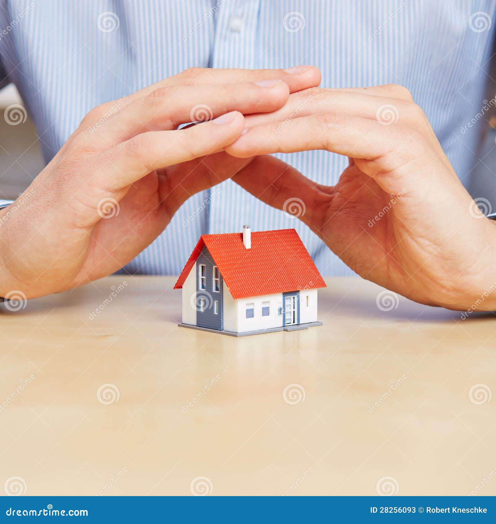 Hands Protecting Little House Stock Image - Image of guardian, business ...