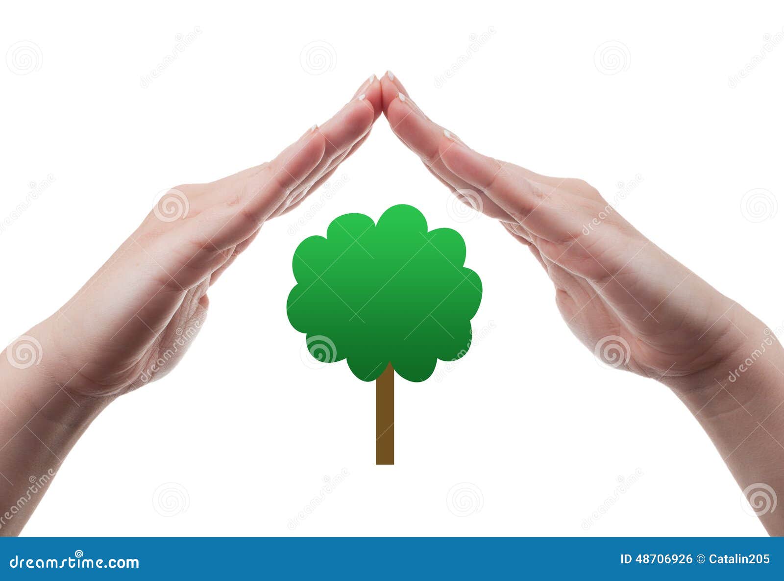 Hands protecting a tree stock photo. Image of symbol - 48706926