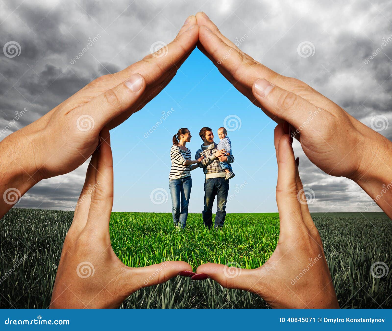 Hands Protecting Young Family Stock Image - Image of outdoors, good ...