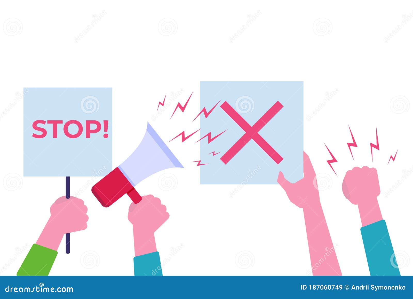 Hands With Protests Placards. Banner And Placards On A Protest ...