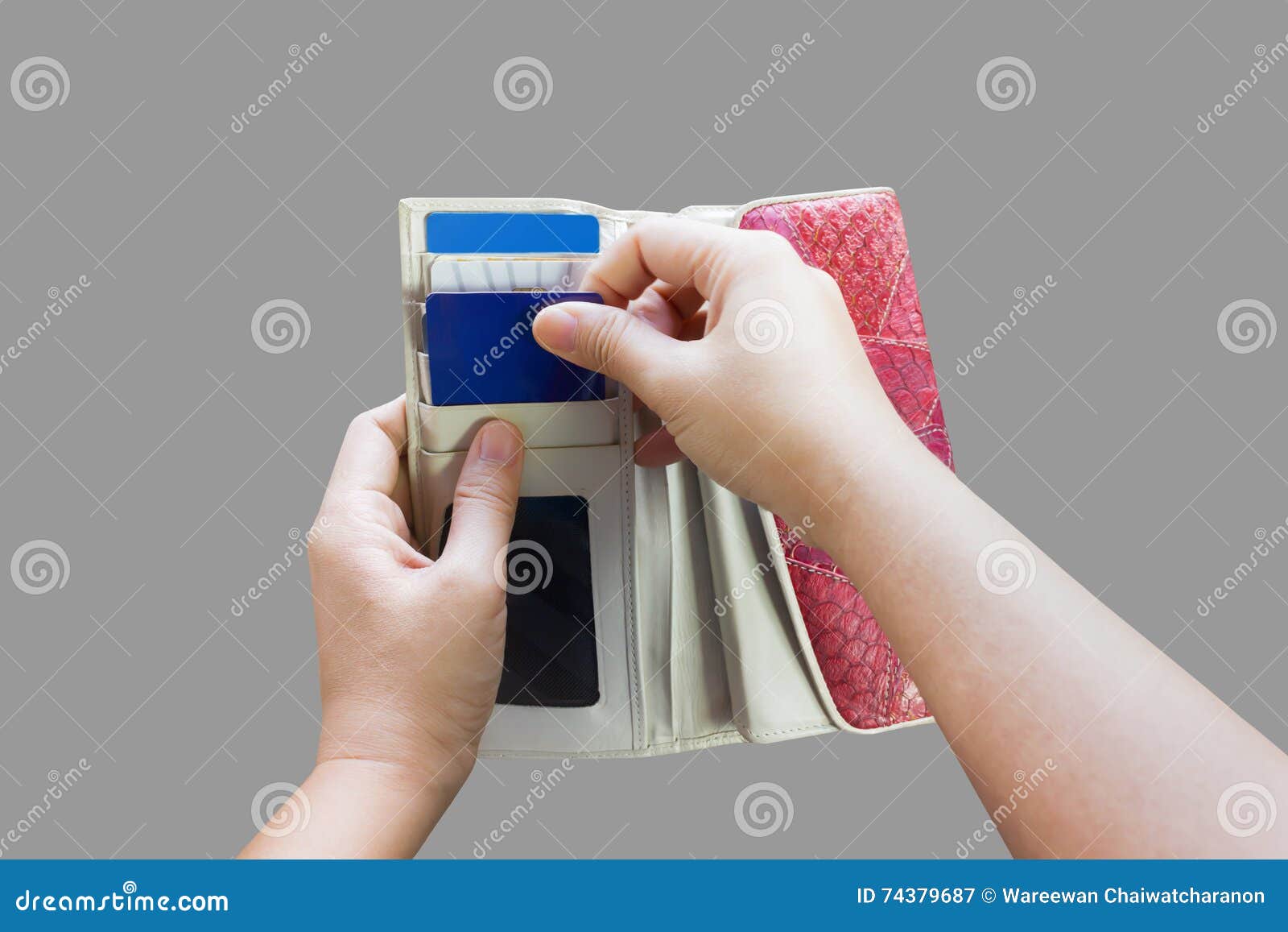 Hands Pull Credit or Debit Card Out of Wallet Stock Image - Image of ...