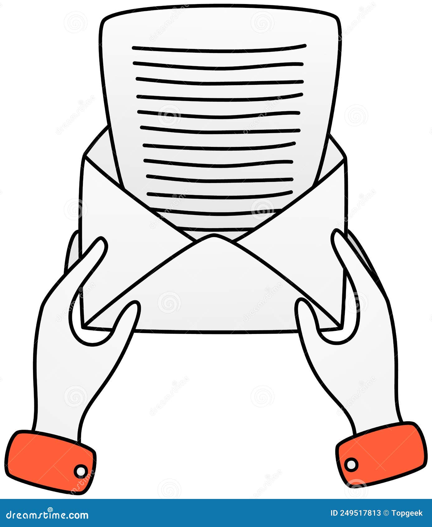 Hands Pull Sheet of Paper from Envelope. Mailing, Communication Via ...