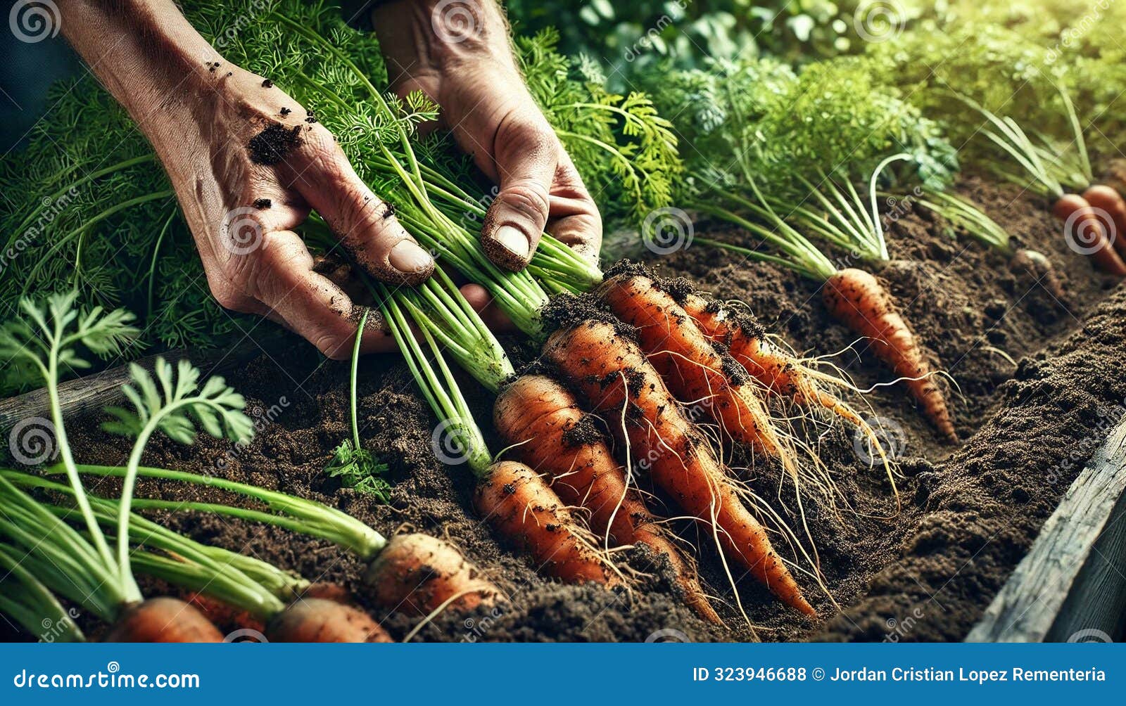 Hands Pulling Fresh Carrots from the Soil in a Vegetable Garden Stock ...
