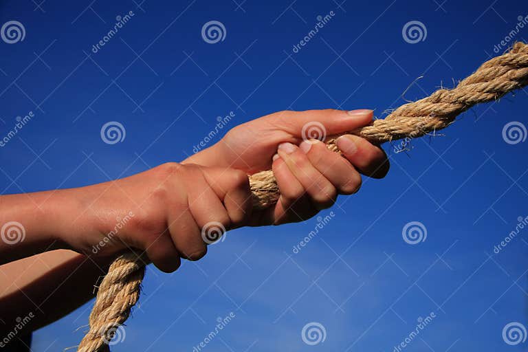 Hands Pulling on Rope stock photo. Image of sisal, team - 6716924