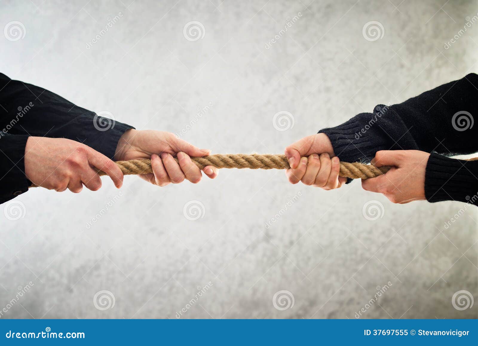 Hands Pulling Rope To Opposite Sides Stock Image - Image of success ...