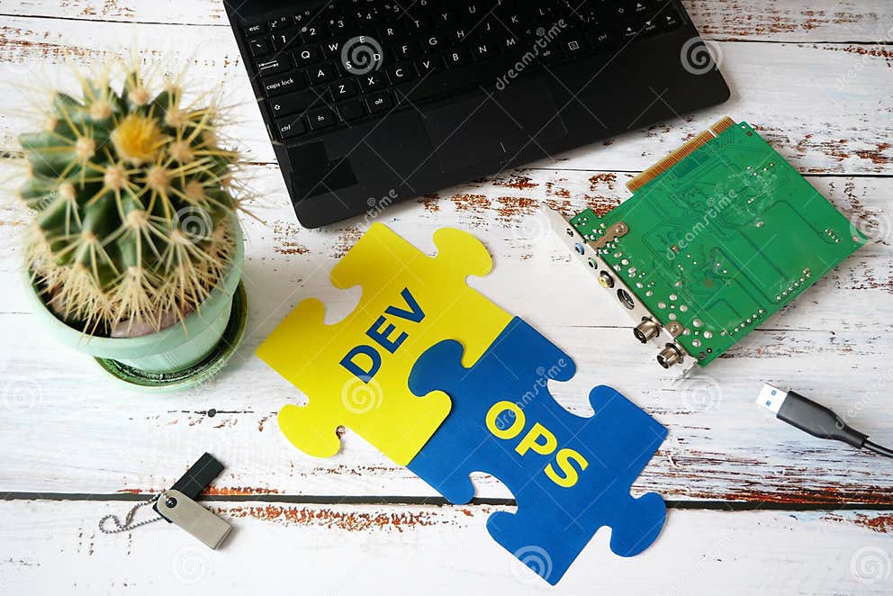 Hands Put on Board Words Dev and Ops. DevOps Concept for Software ...