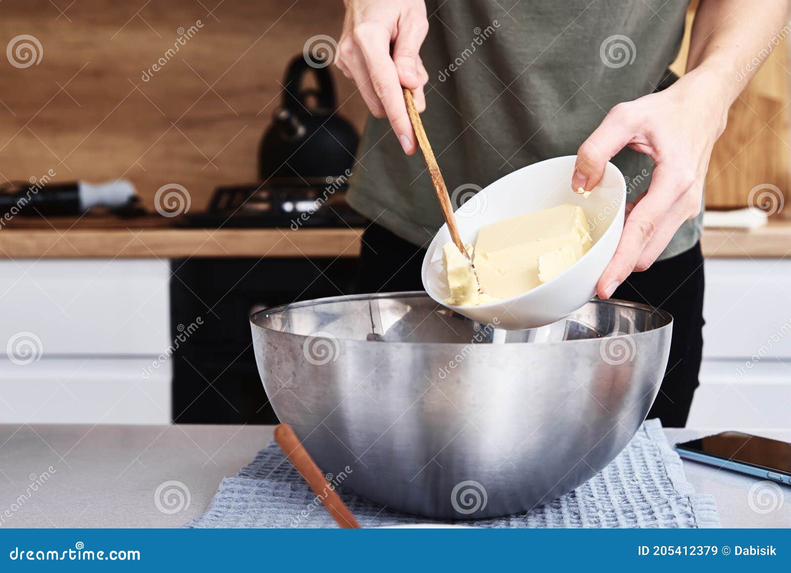 Hands Put Butter in a Bowl. Cooking Recipe Stock Image - Image of bake ...