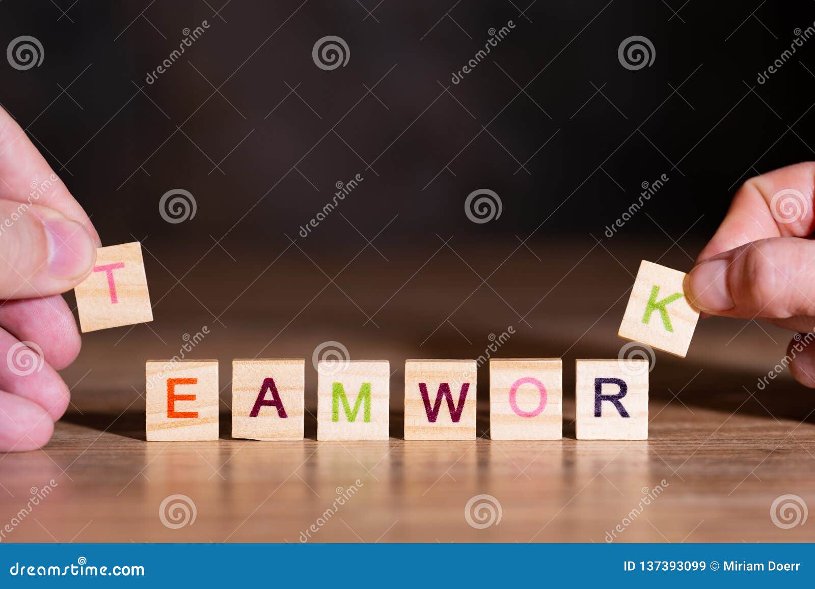 Wooden Blocks with Letters in a Row, Word Teamwork Stock Image - Image ...