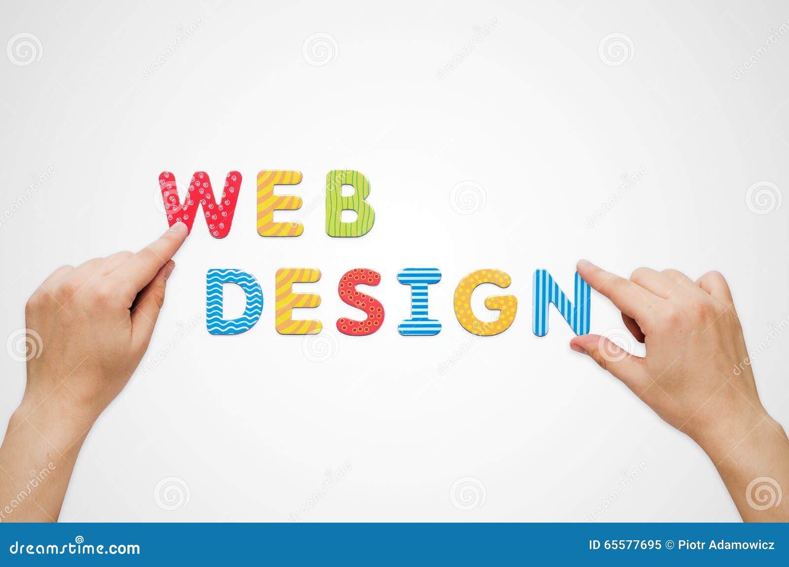 Hands Put the Words Web Design with Magnetic Letters Stock Image ...