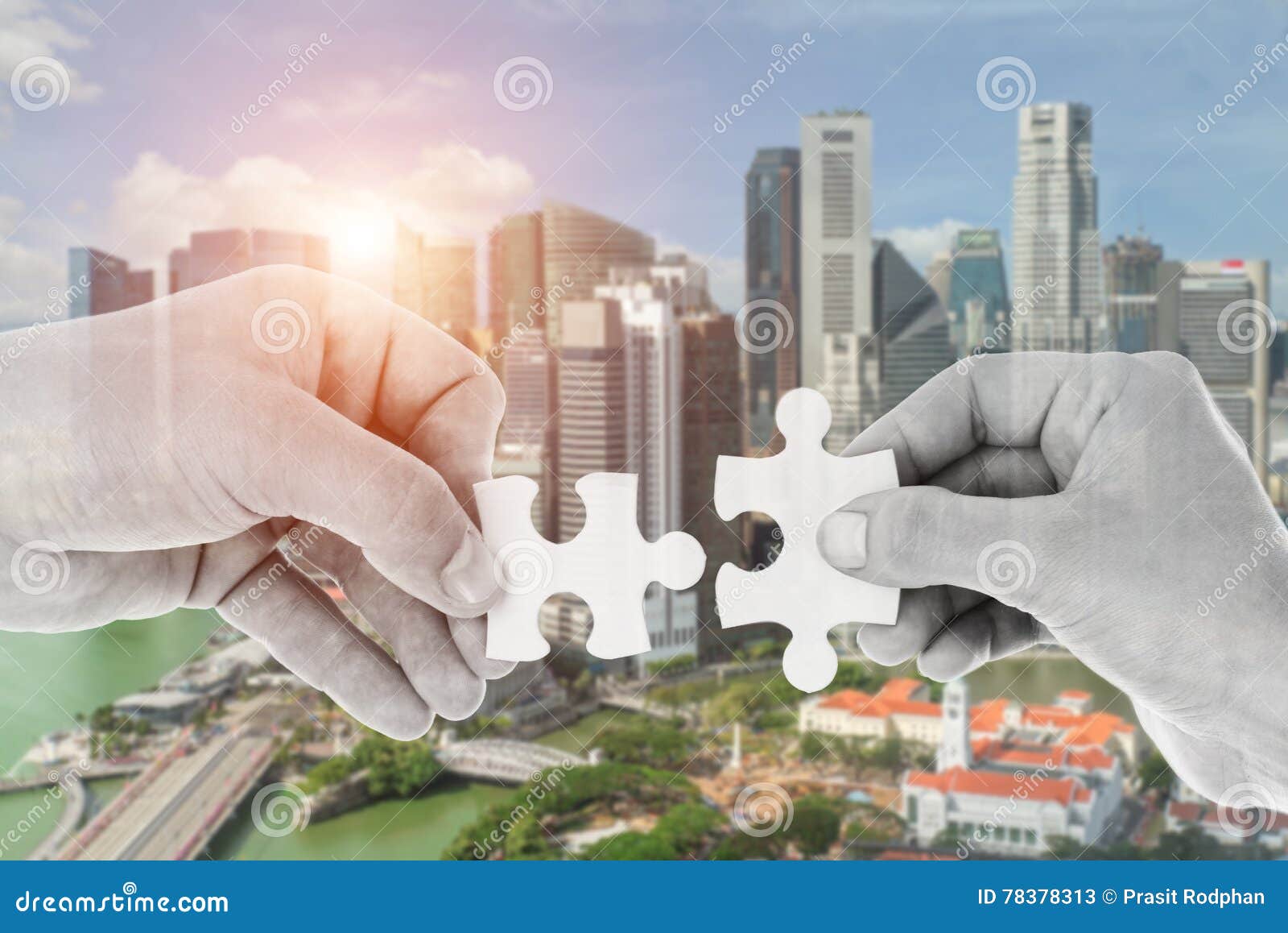 Hands Putting Partnership Puzzle Pieces Together Stock Image - Image of ...