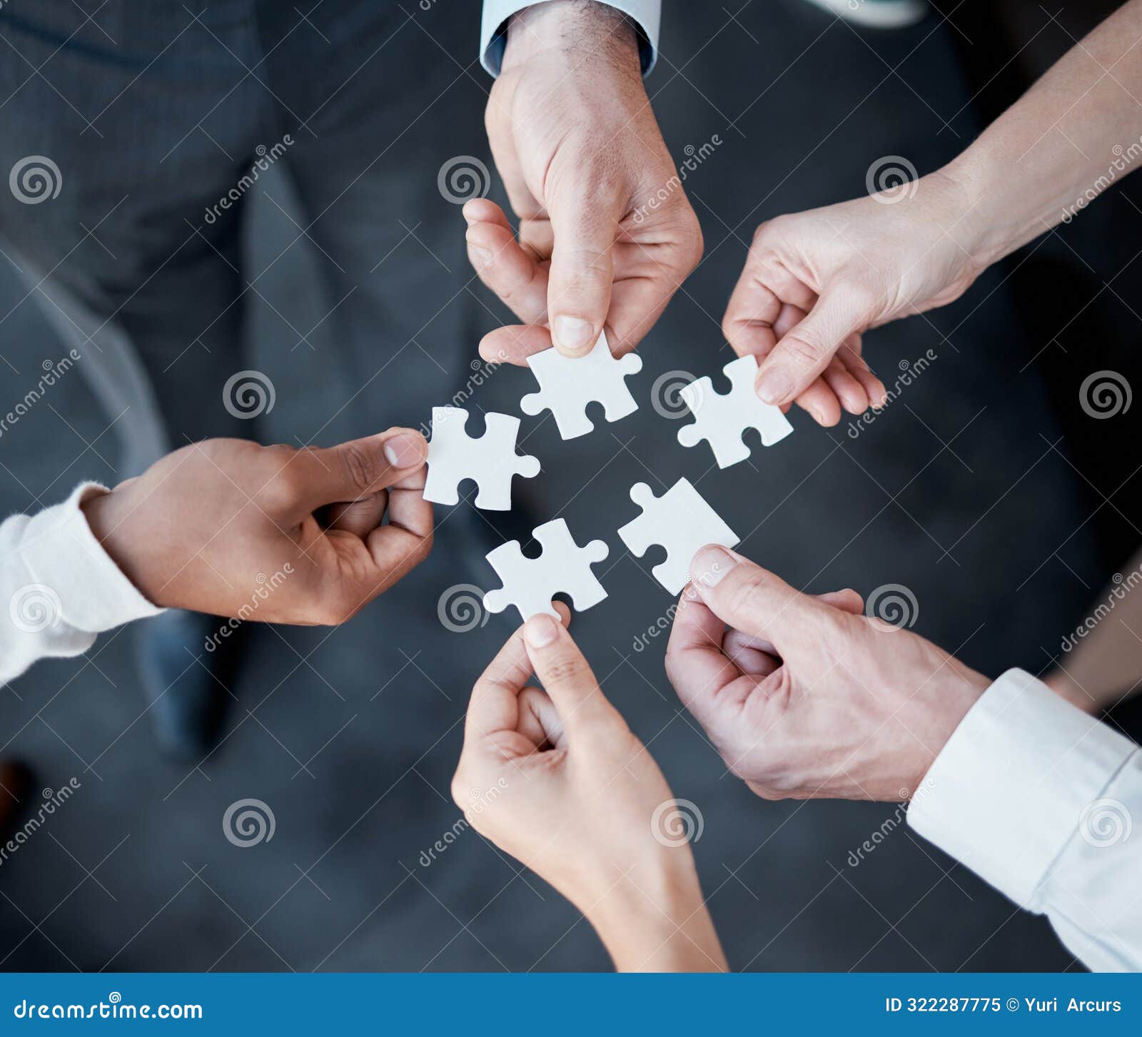 Hands, Puzzle and Above for Teamwork in Office with Business People ...