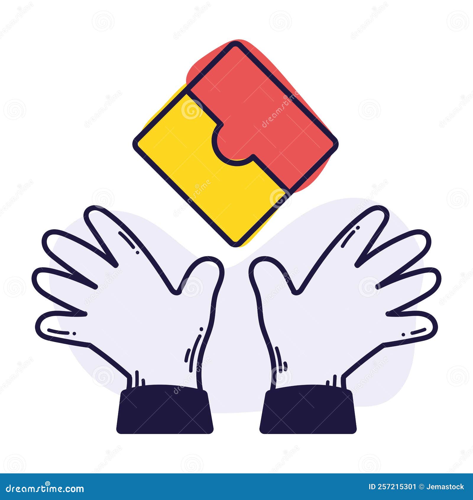 Hands with puzzle stock vector. Illustration of hands - 257215301
