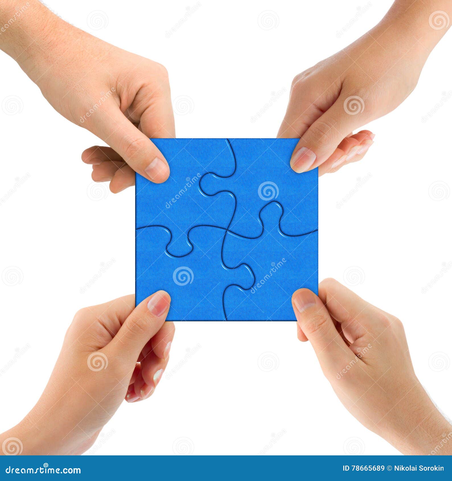 Hands and puzzle stock image. Image of business, blue - 78665689
