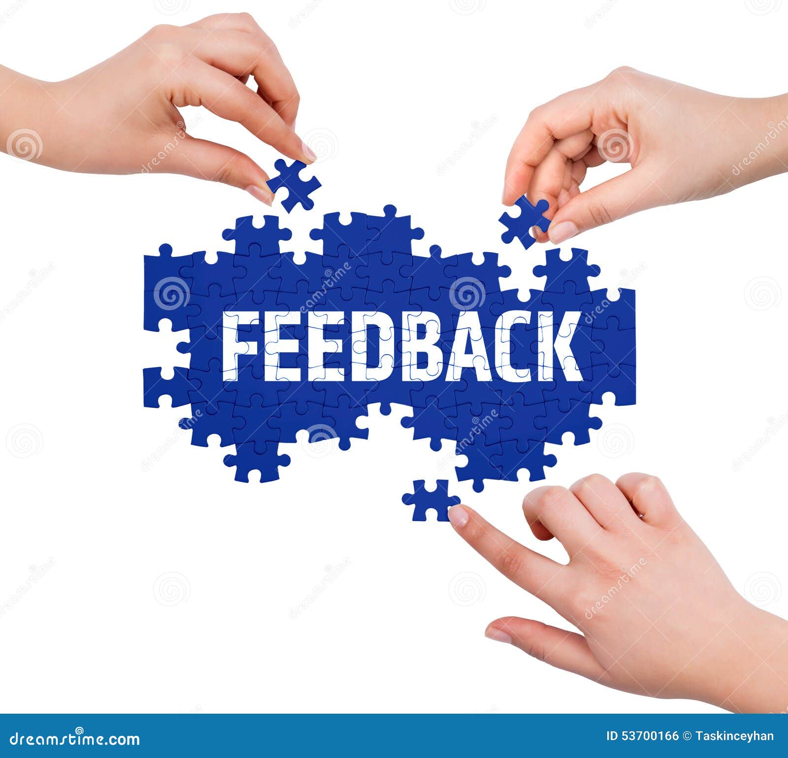 Hands with Puzzle Making FEEDBACK Word Stock Photo - Image of group ...