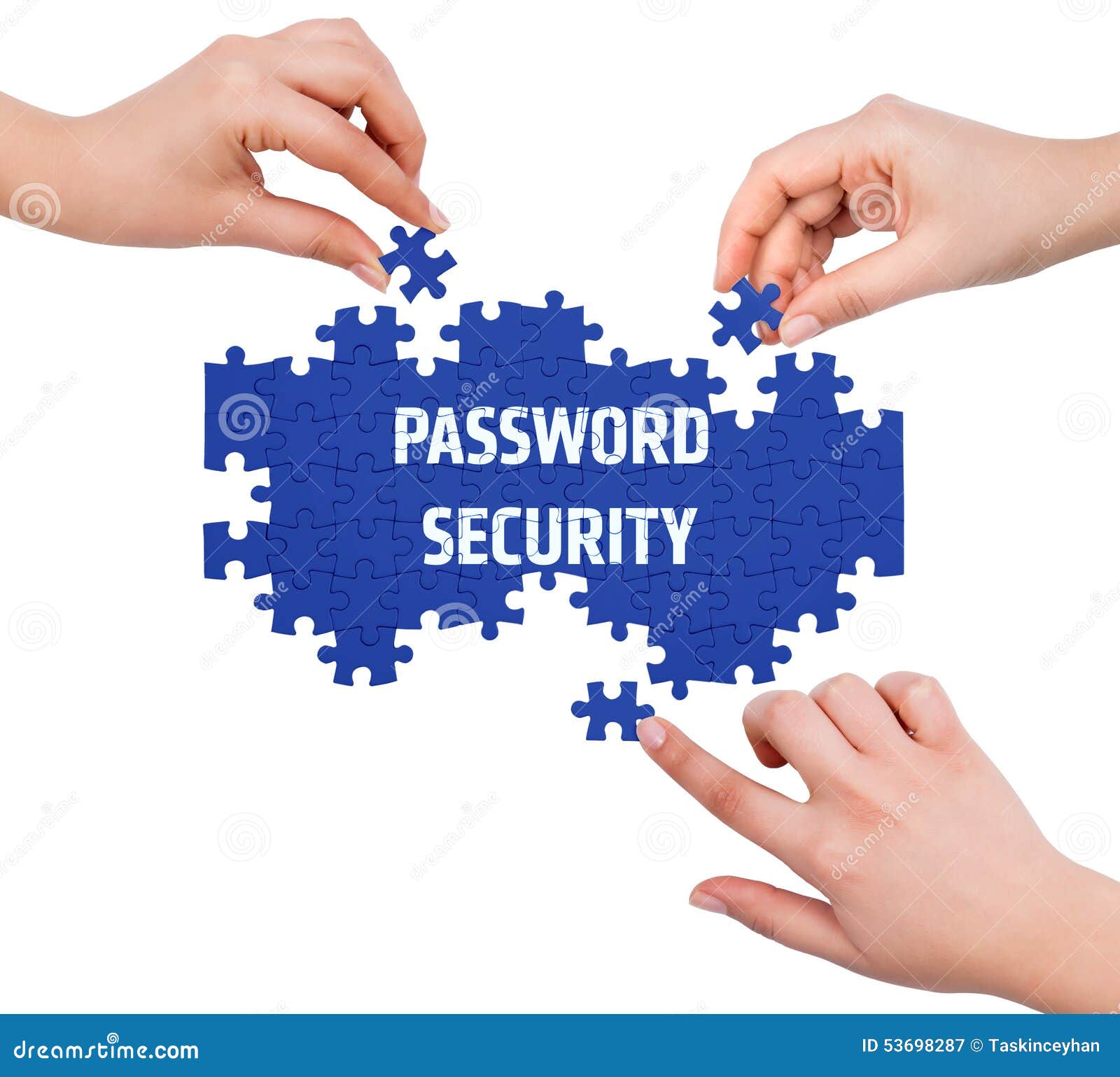 Hands with Puzzle Making PASSWORD SECURITY Word Stock Image - Image of ...