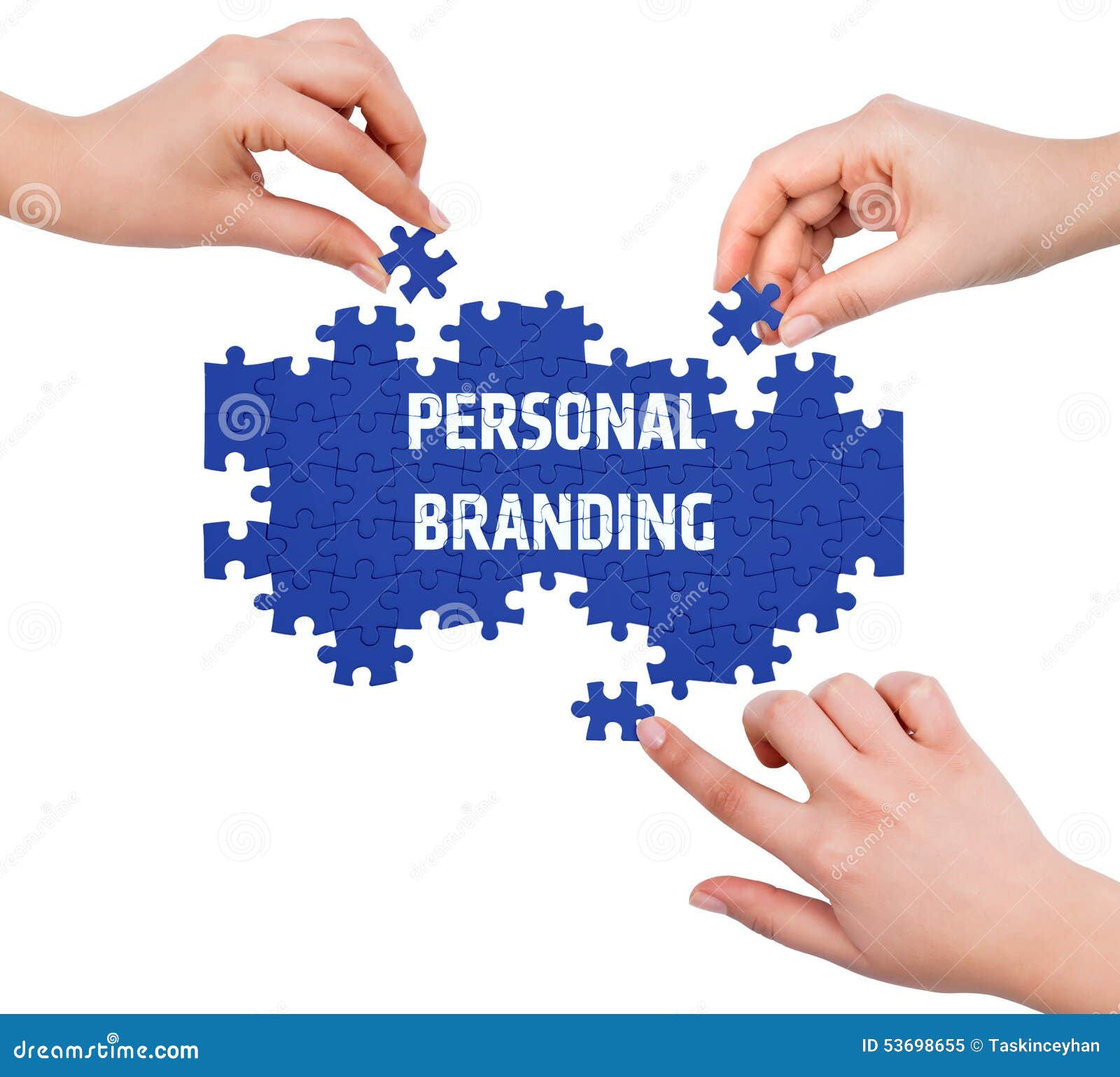 Hands with Puzzle Making PERSONAL BRANDING Word Stock Image - Image of ...