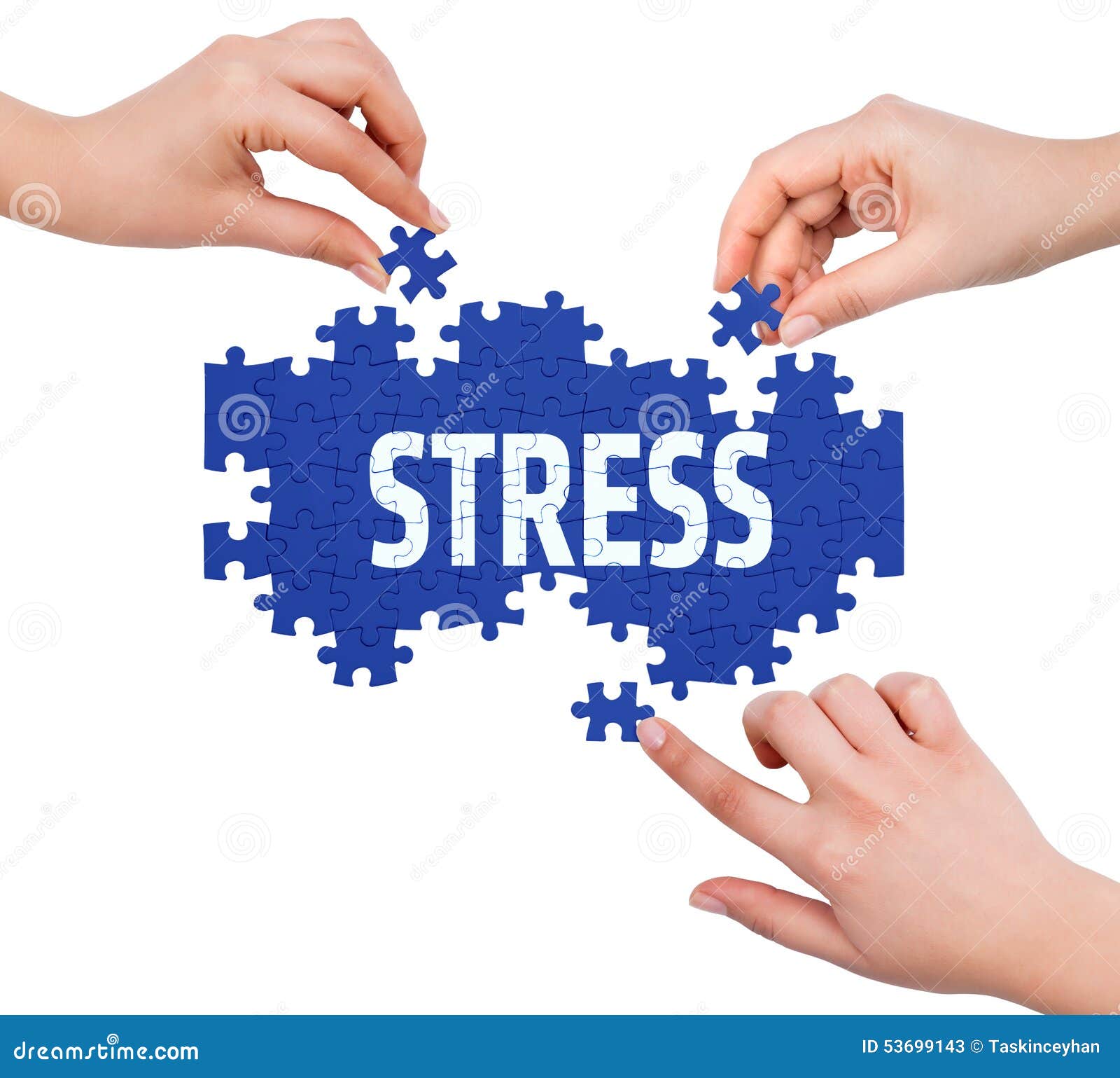 Hands with Puzzle Making STRESS Word Stock Image - Image of piece ...