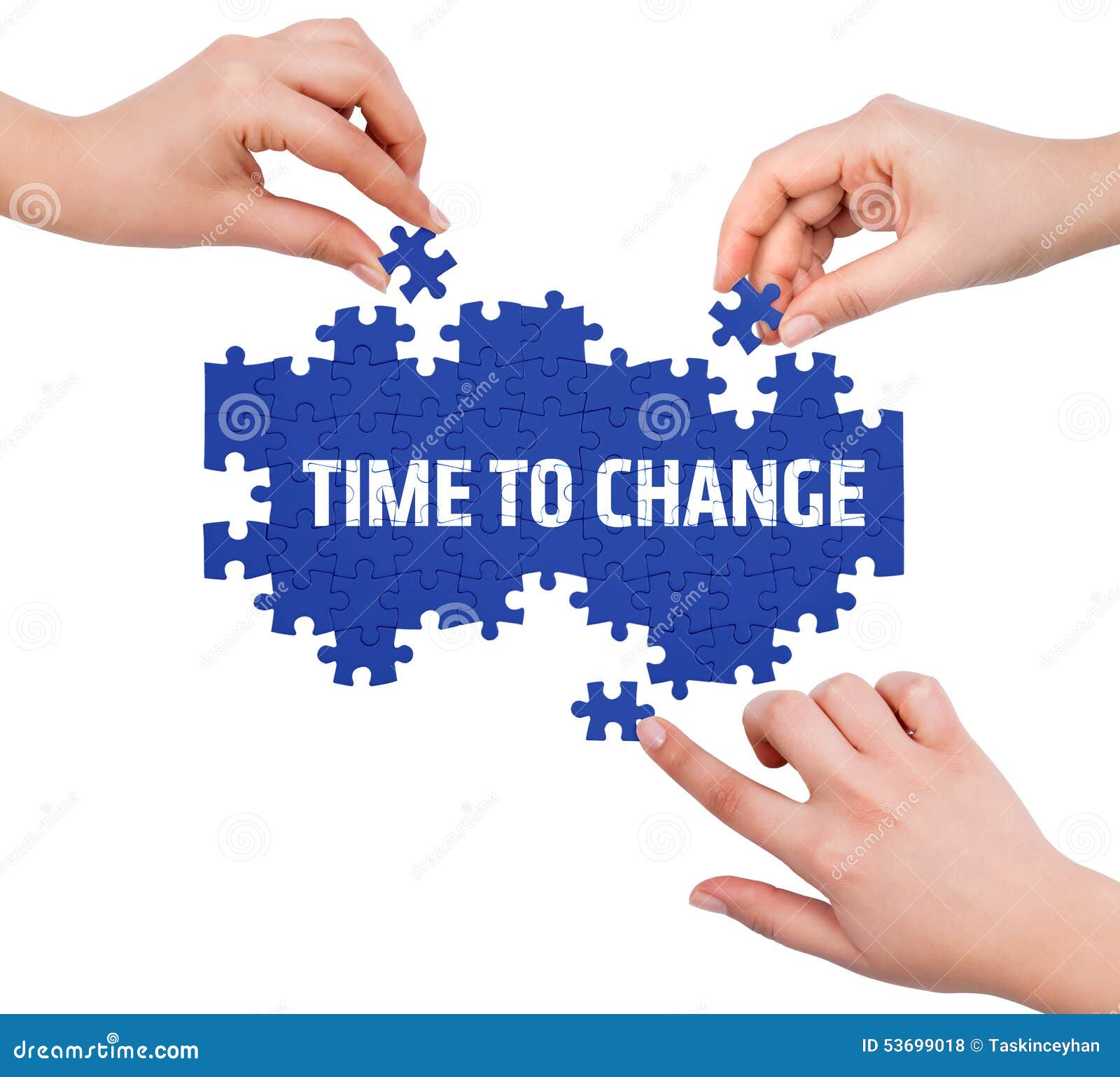 Hands with Puzzle Making TIME TO CHANGE Word Stock Photo - Image of ...