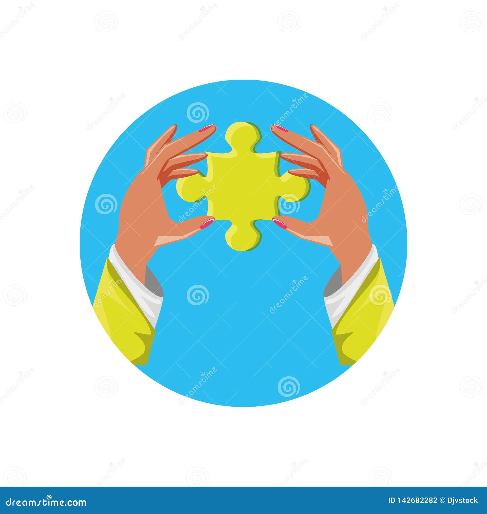 Hands with Puzzle Pieces Isolated Icon Stock Vector - Illustration of ...