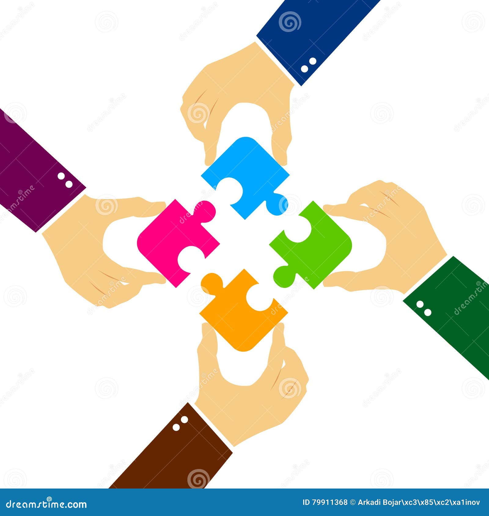 Hands with puzzle stock vector. Illustration of learning - 79911368