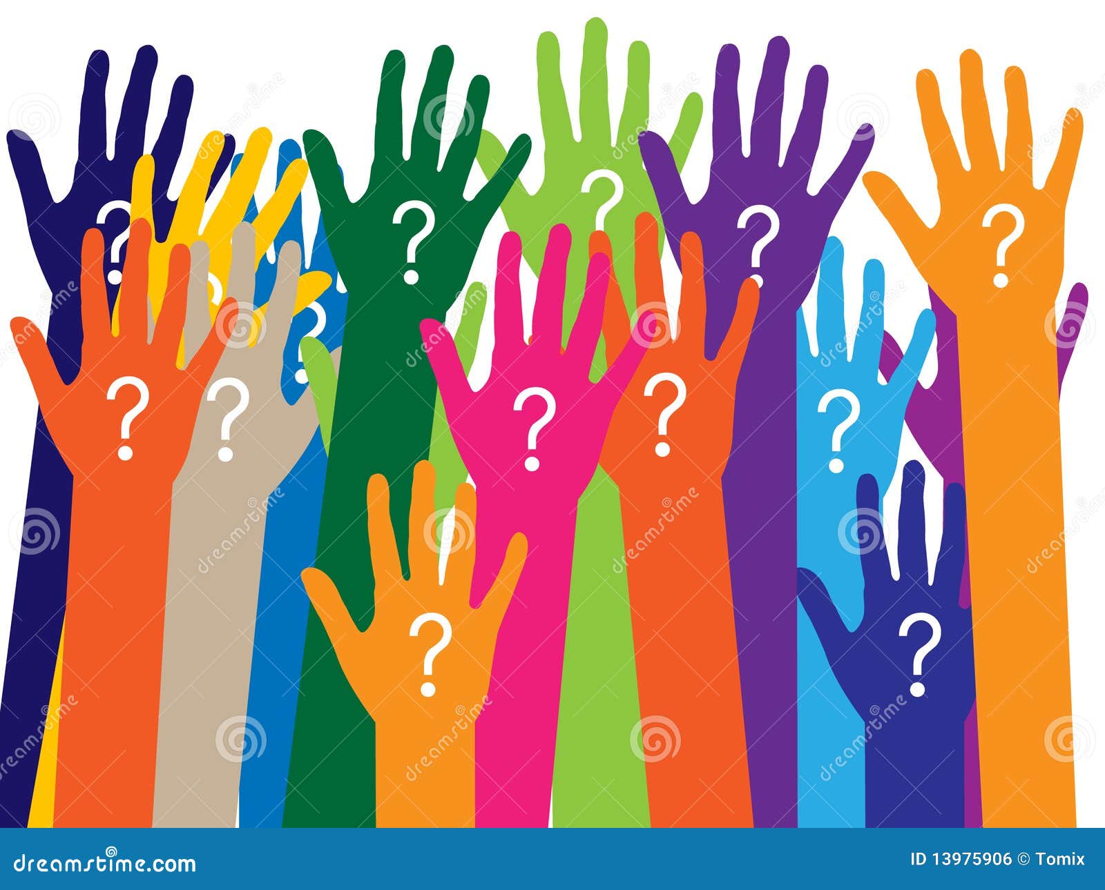 Hands with question signs stock illustration. Illustration of laugh ...