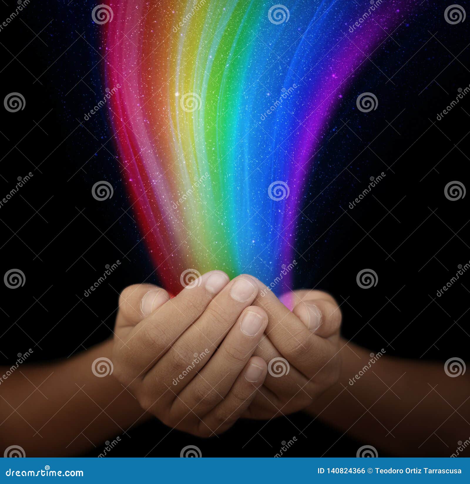 Hands with rainbow stock photo. Image of abstract, concept - 140824366
