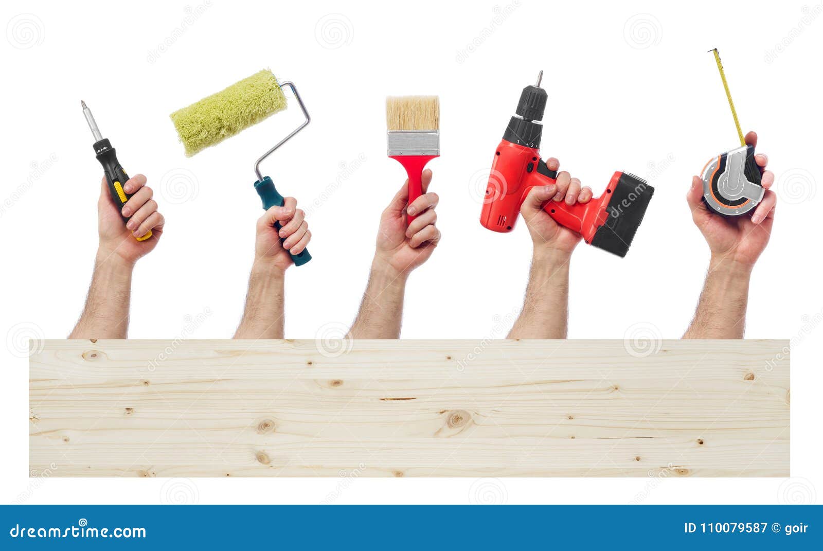 Hands with Tools and Wood Board Stock Image - Image of adjustable, hand ...