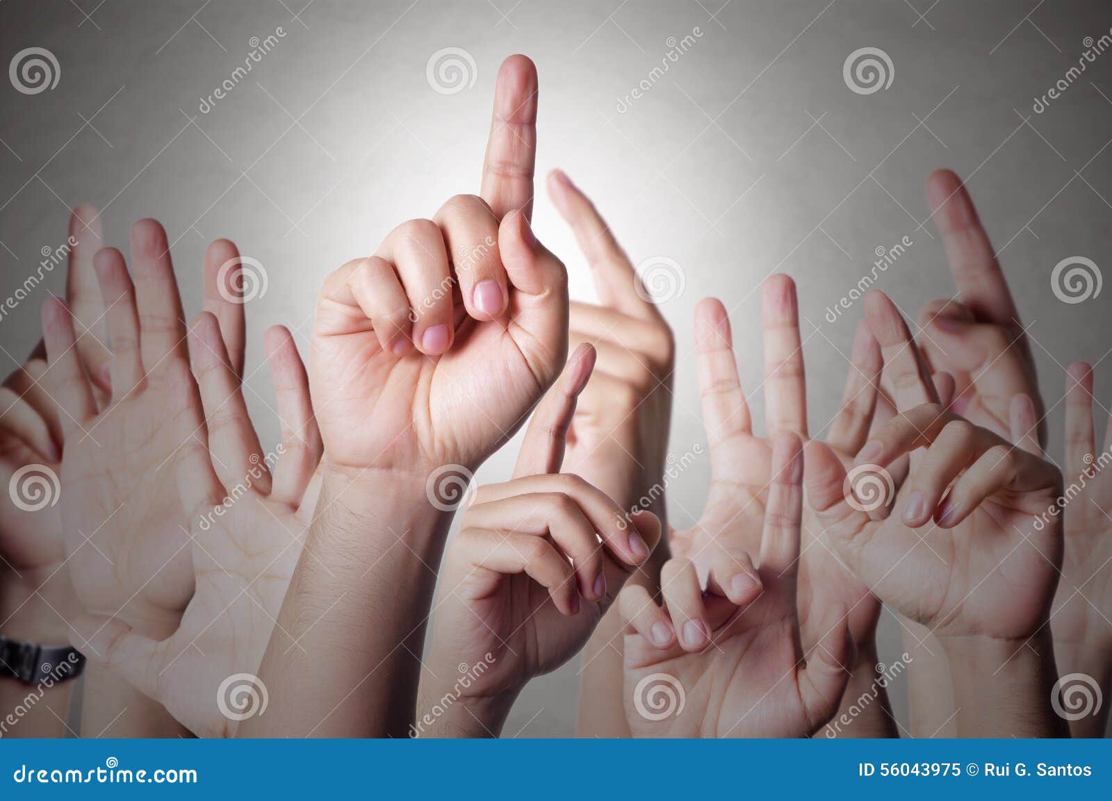 Hands raised together stock image. Image of question - 56043975