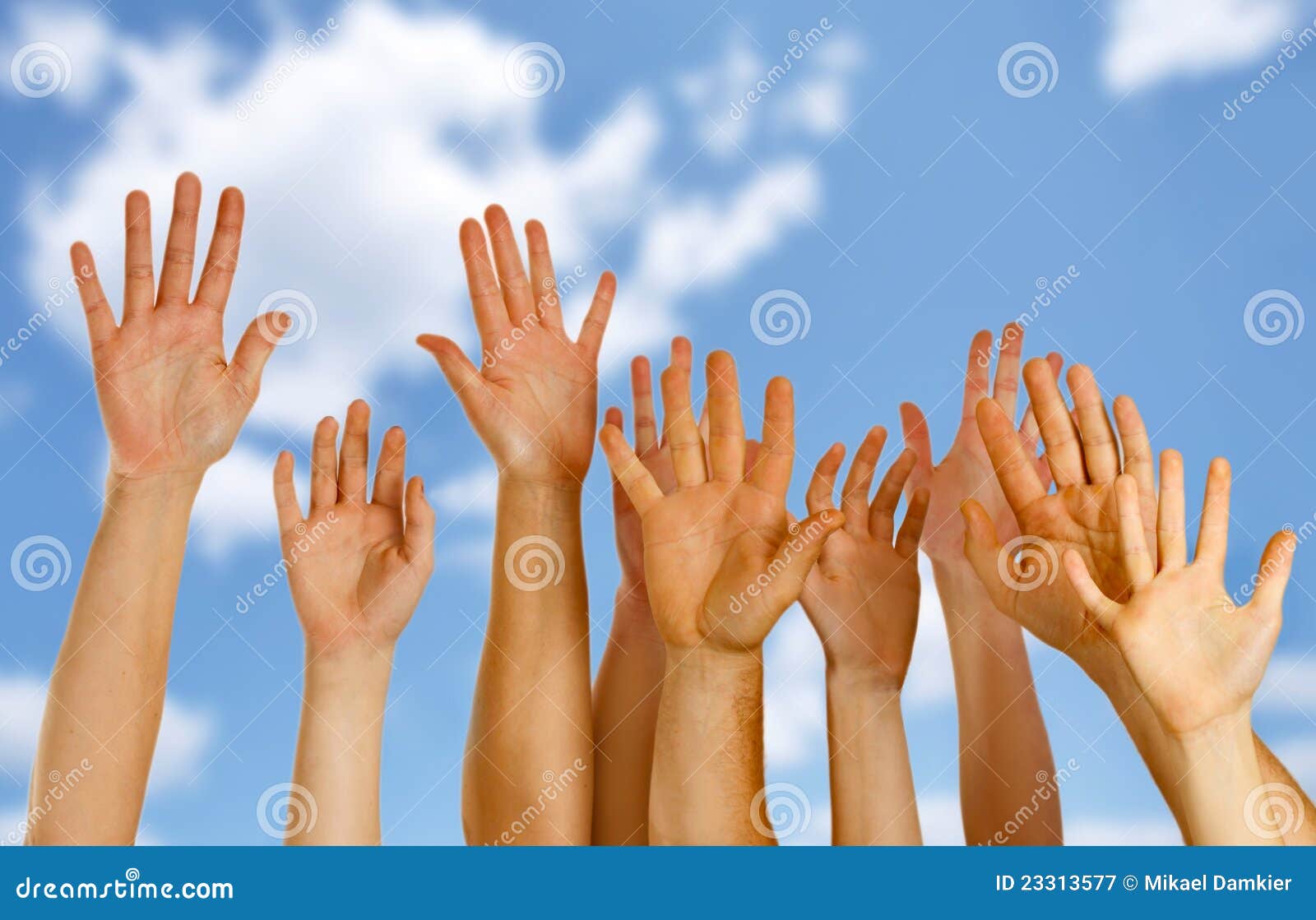 Hands raised up in air stock image. Image of space, reach - 23313577