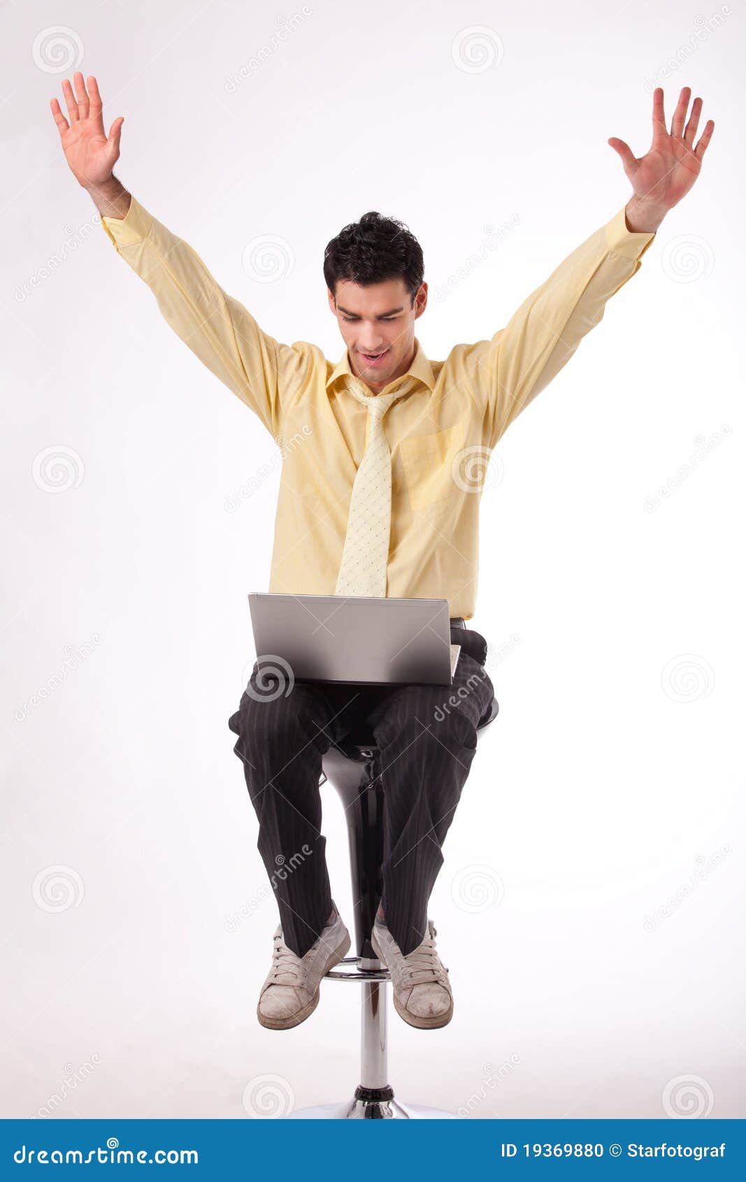 Hands raised in victory stock photo. Image of stool, person - 19369880
