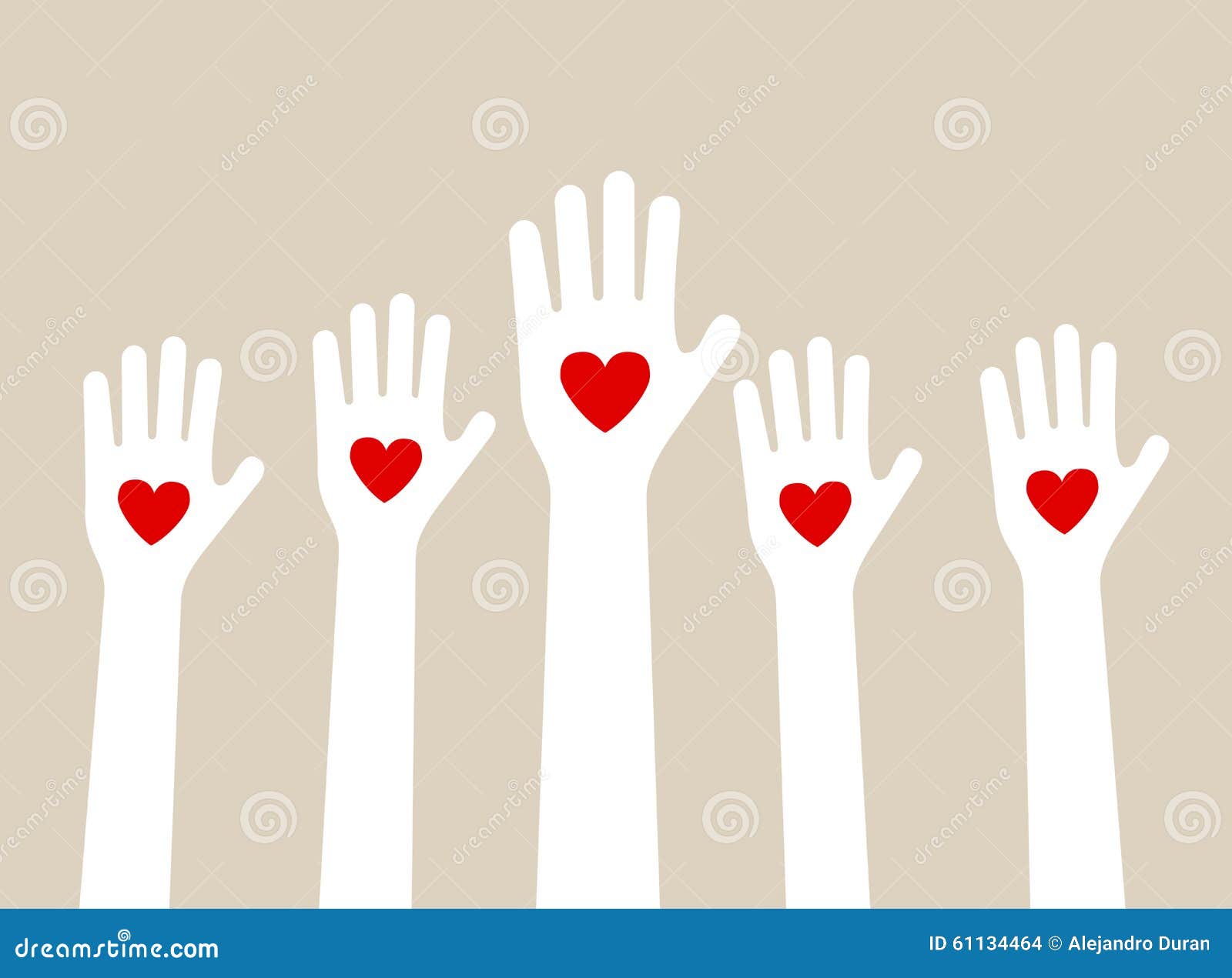 Hands raising love stock vector. Illustration of assistance - 61134464