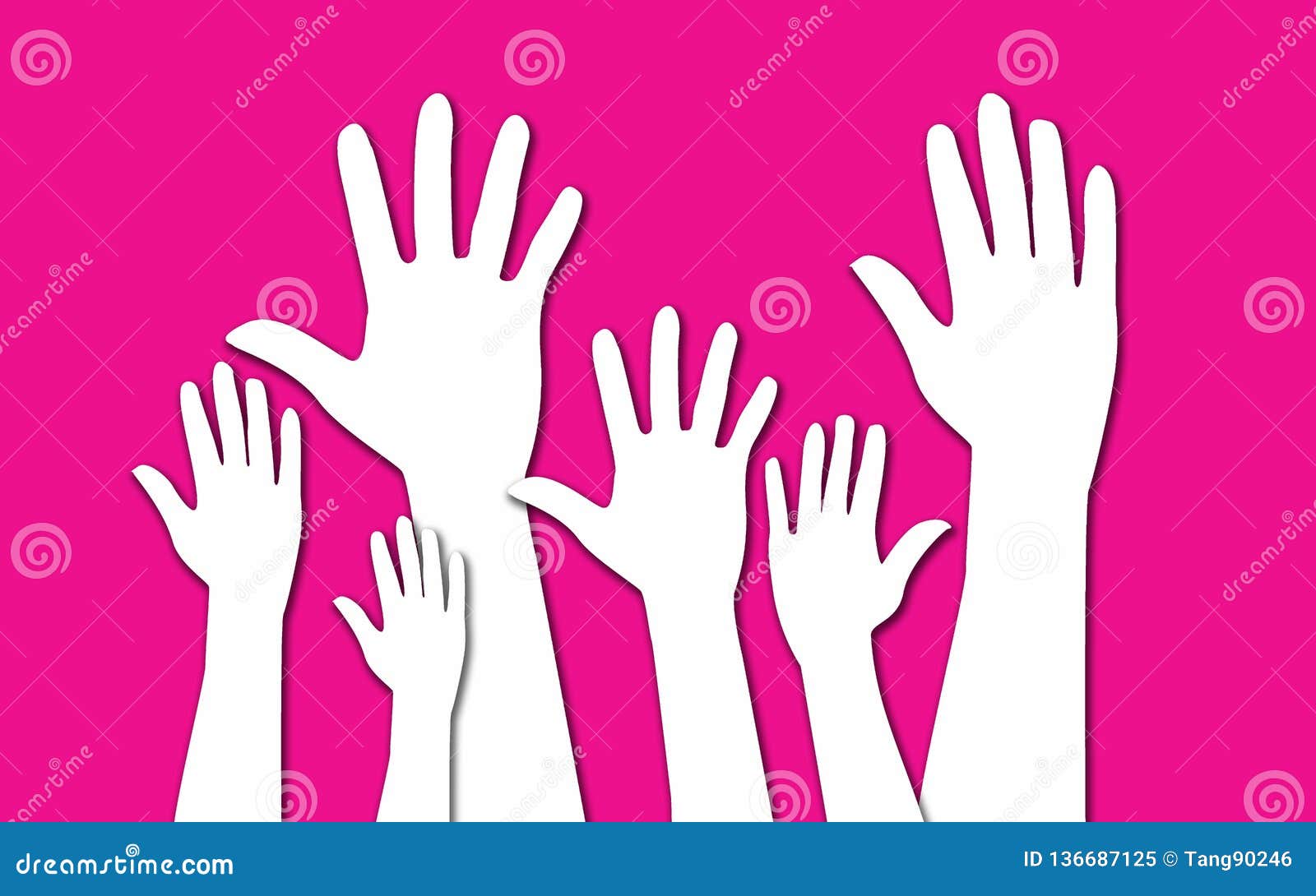 Hands Raising for Participation Stock Illustration - Illustration of ...