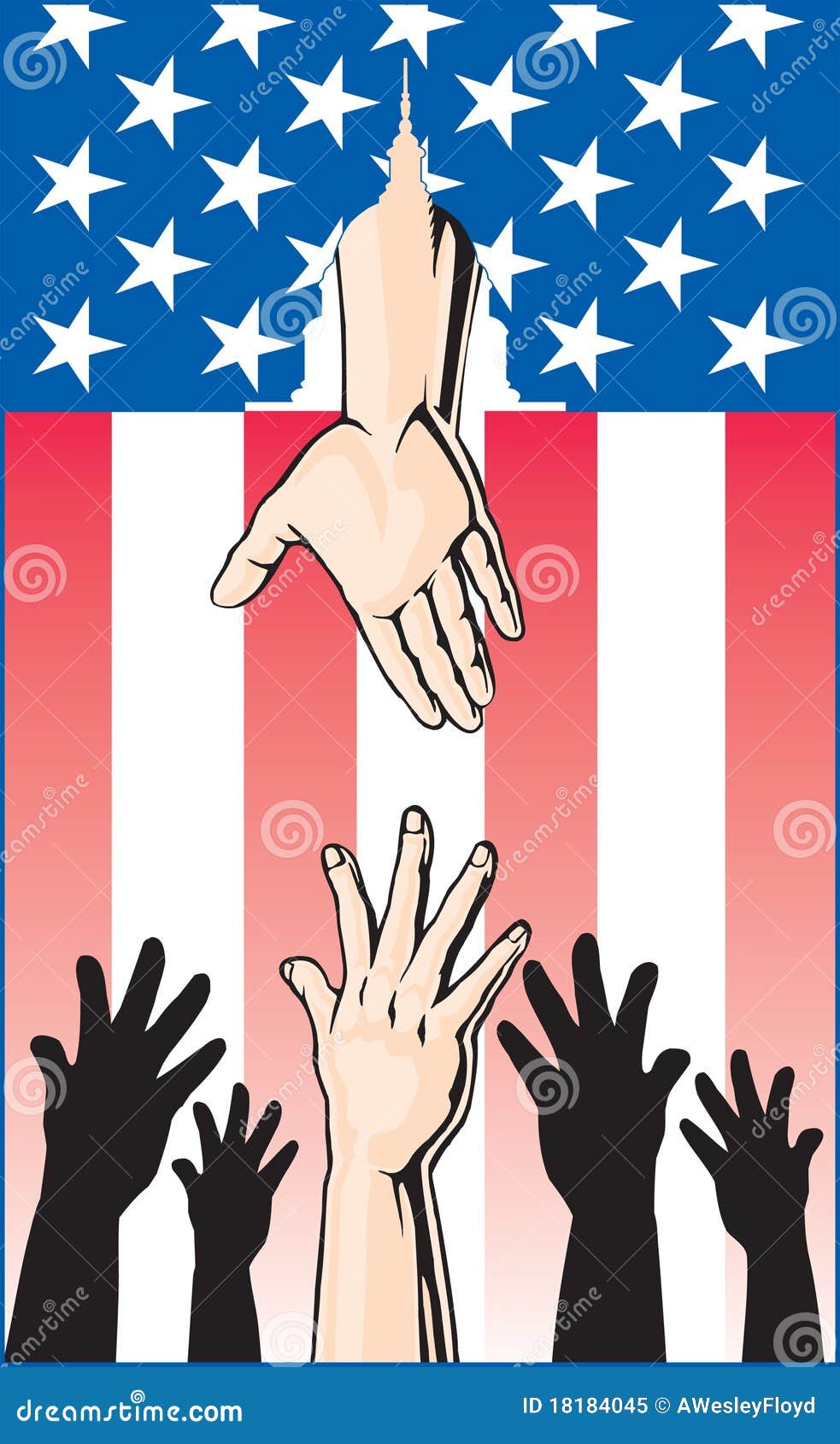 Hands Reaching for Government Handout Stock Vector - Illustration of ...