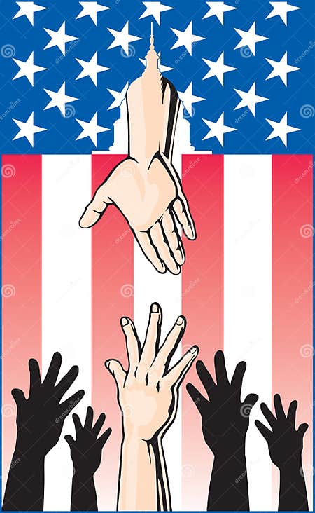 Hands Reaching for Government Handout Stock Vector - Illustration of ...