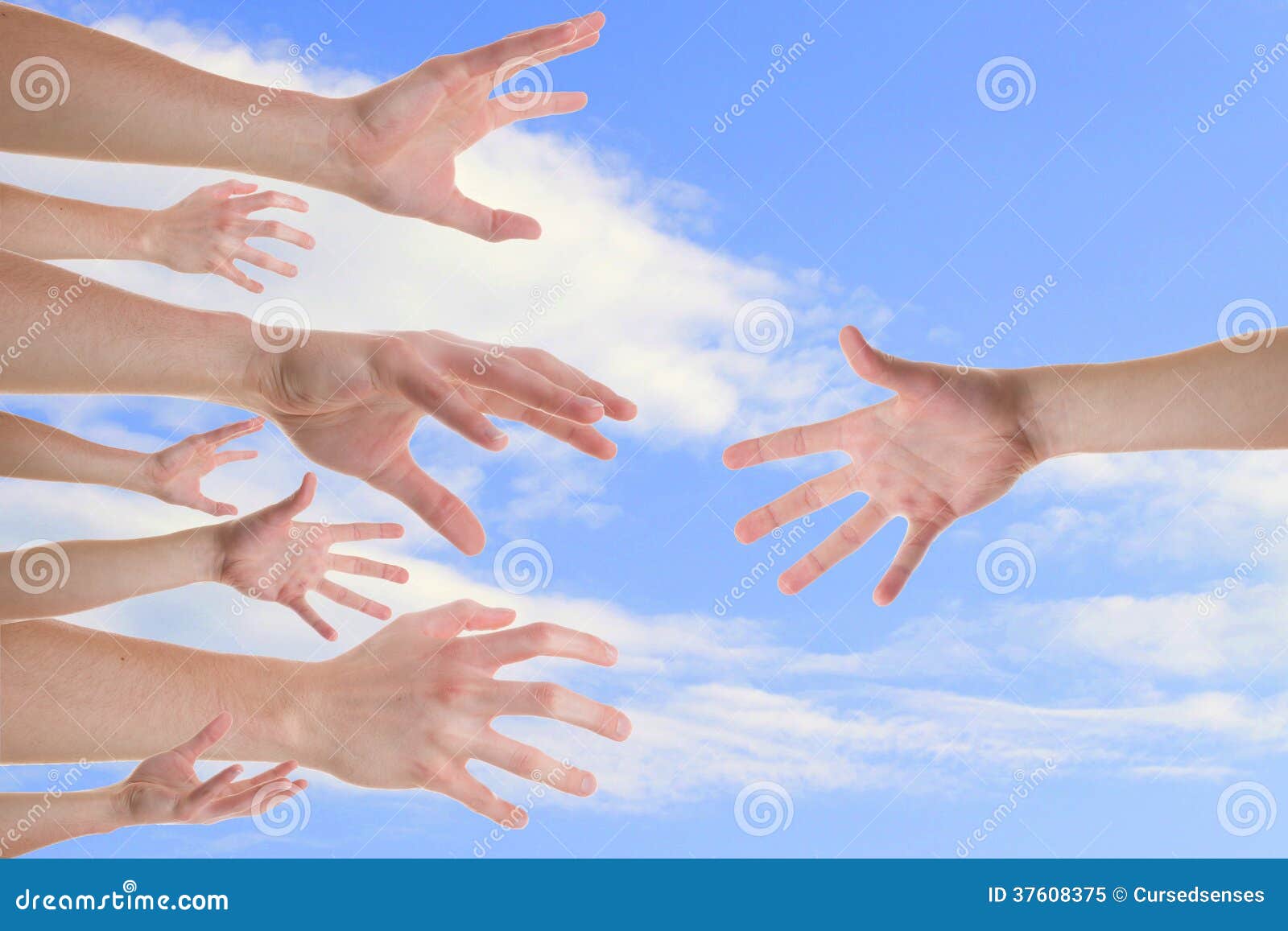 Hands Reaching for a Helping Hand Stock Image - Image of funny, people ...